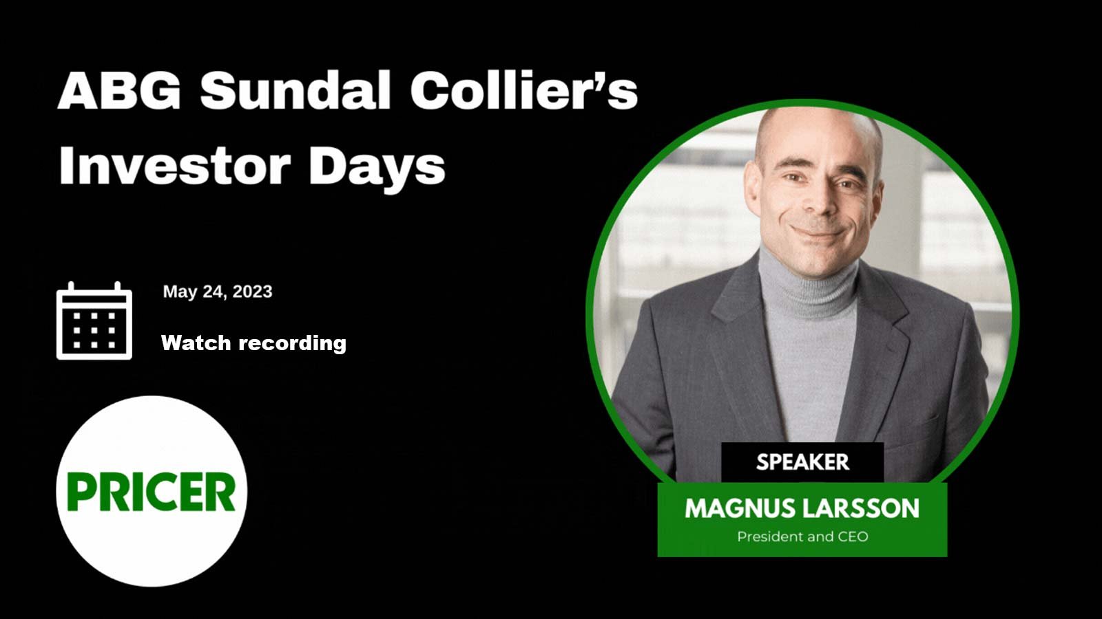 Magnus Larsson presenting at ABGSC Investor Day - May 24, 2023 | Pricer